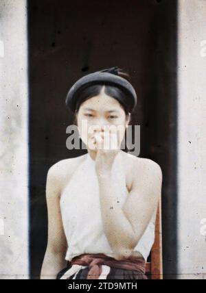 Tonkin, Indochina A young girl chewing betel, Human beings, Clothing ...
