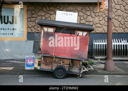 Fukuoka, Japan; 1st October 2023: Yatai parked in the street. A Yatai ...
