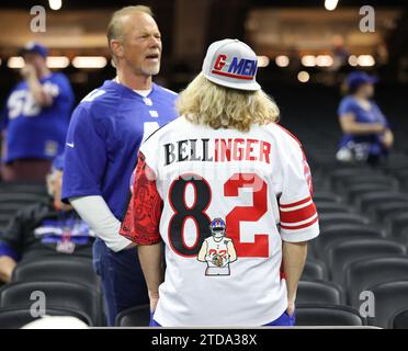 New York Giants' Daniel Bellinger walks off the field after a practice ...