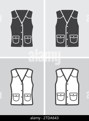 Button front vest waistcoat technical fashion illustration with ...