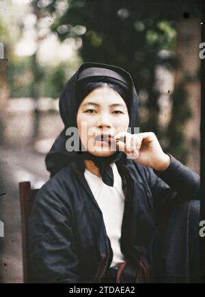Tonkin, Indochina a young girl from the people wearing the daily ...
