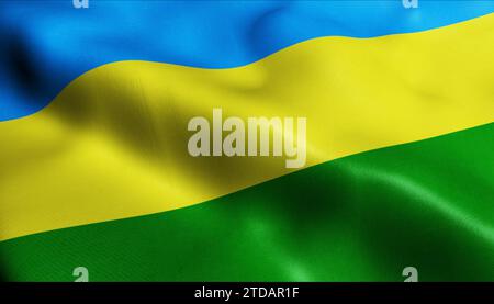 Hatillo flag, city of Puerto Rico, waving in wind. 3d illustration ...