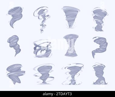 Cartoon tornado effect. Windy cyclone hurricane whirlwind animation ...