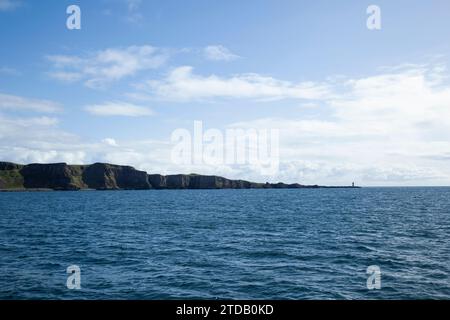 Rue Point on Rathlin Island with Fair Head in the distance. County ...