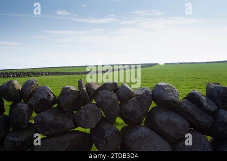 Granite stone walls in the Mourne Mountains. County Down, Northern ...