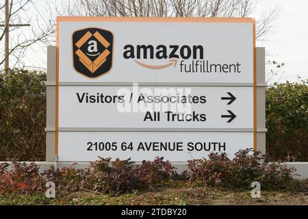 Kent, WA, USA - February 12, 2023; Sign and logo on building for John ...