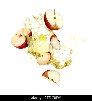 Apples with splashing juice isolated on white Stock Photo - Alamy