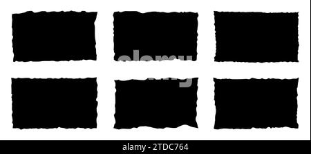 Rough edge rectangle shape collage. Paper torn, jagged edge rectangle ...
