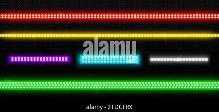 Set of light emitting diodes isolated on white background. Colorful illuminated elements ...