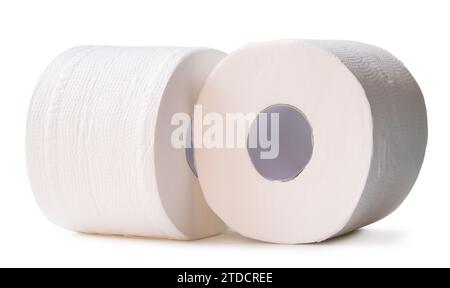 Tissue paper rolls in stack are isolated on white background with ...
