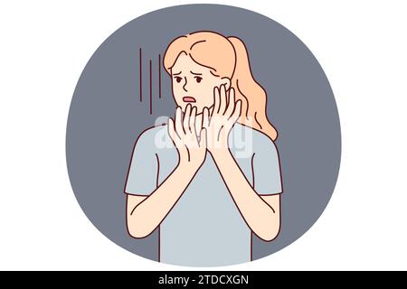 Unhappy scared woman feeling terrified with injections. Unwell anxious ...