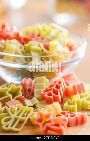 Uncooked raw pasta. Various Christmas shapes. Pasta isolated on the ...