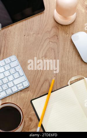 Workplace with white tablet computer and keyboard Stock Photo - Alamy