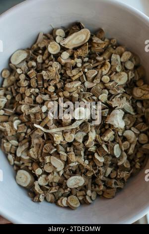 Close up of dried and cut Marshmallow root Stock Photo - Alamy