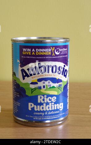 Tin of Ambrosia Rice Pudding, UK Stock Photo - Alamy