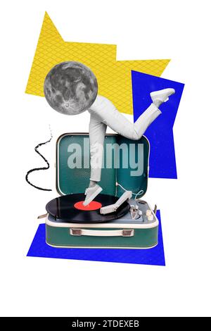 Vintage template collage of headless person fresh flowers show v-sign ...