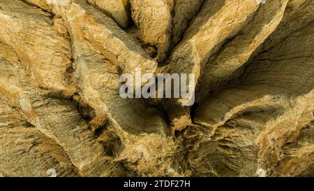 Aerial of the sandstone erosion landscape of Miradouro da Lua ...