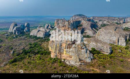 Aerial of black rocks of Pungo Andongo, Malanje, Angola, Africa Stock ...