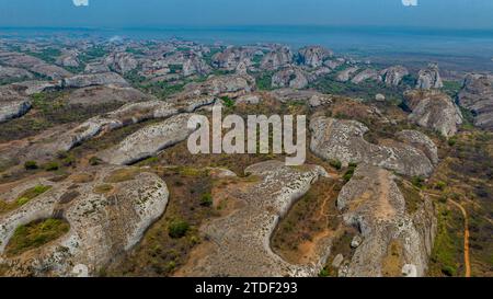Aerial of black rocks of Pungo Andongo, Malanje, Angola, Africa Stock ...
