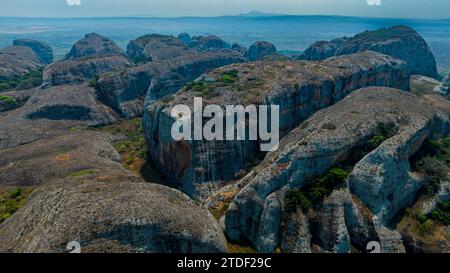 Aerial of black rocks of Pungo Andongo, Malanje, Angola, Africa Stock ...