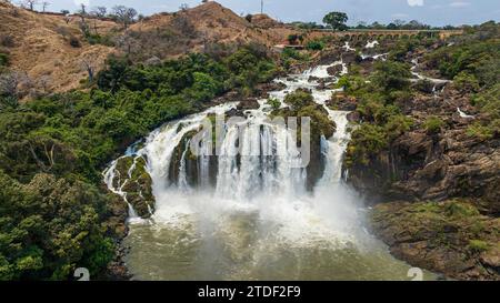 Aerial of the Binga waterfalls, Kwanza Sul, Angola, Africa Stock Photo ...
