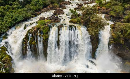 Aerial of the Binga waterfalls, Kwanza Sul, Angola, Africa Stock Photo ...