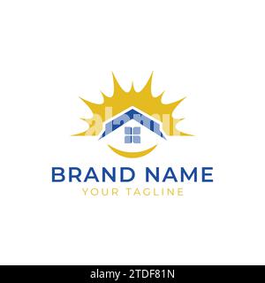 Sun house logo icon design vector image. House with sun icon on white ...