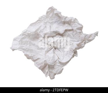 Single white screwed or crumpled tissue paper or napkin in strange ...