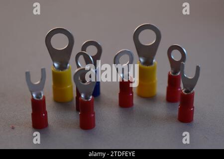 electrical cable with terminals insulated on white background Stock ...