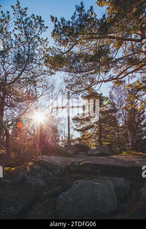 Hike to the Mandelstein, a mountain in the Waldviertel, Austria Stock ...