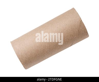 single lying tissue paper roll core is isolated on white background ...