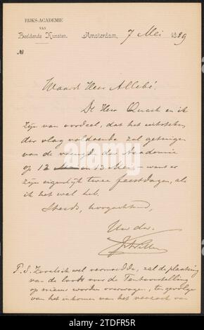 Letter to August Allebé, Rijksakademie van Visual Arts, 1887 Amsterdam ...