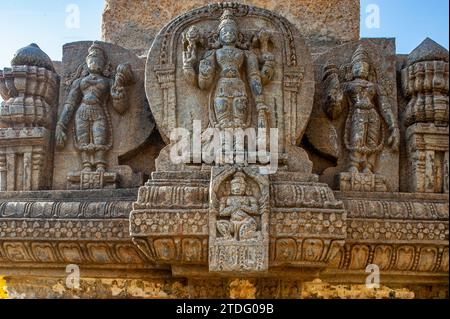10 31 2009 Vintage Carved idol on the outer wall of a small temple ...