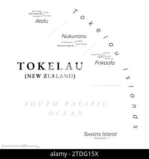 Tokelau, dependant territory of New Zealand, political map. Archipelago ...