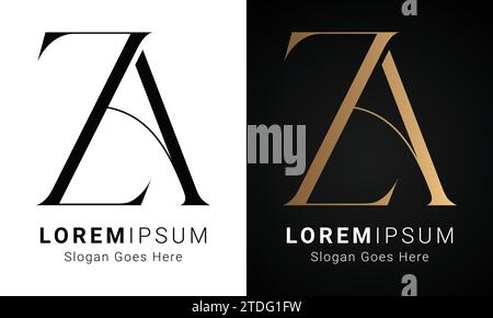 Luxury Initial ZA or AZ Monogram Text Letter Logo Design Stock Vector ...