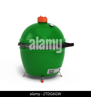 Small barbecue green color BBQ grill for outdoor prepare meat food 3d ...