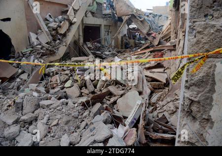 View of damages after building collapsed due to gas cylinder blast ...