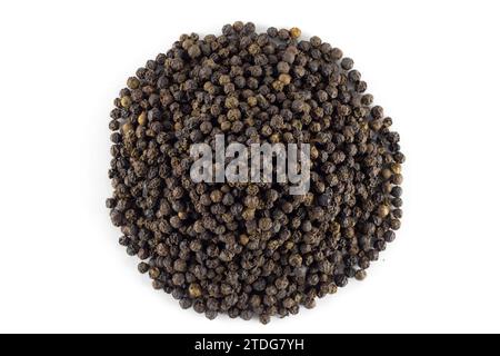 Ground black pepper piled in triangular white bowl. Garlic bulb green ...