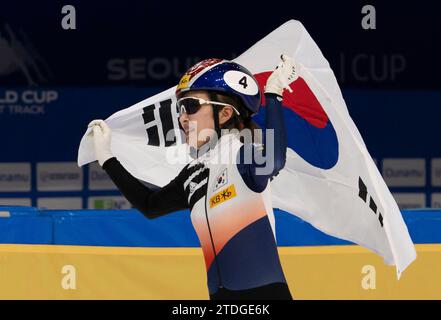 South Korea gold medalist Gilli Kim poses during the women's 1500m ...