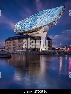 Perspective view of the port in Antwerp between 1800-1850, showing ...