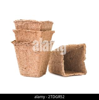 square peat pots isolated Stock Photo - Alamy