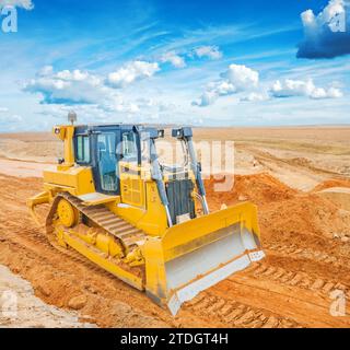 bulldozer on sand in field Stock Photo - Alamy