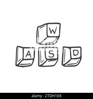 WASD keyboard keys used in PC video games. Gaming concept doodle Stock ...