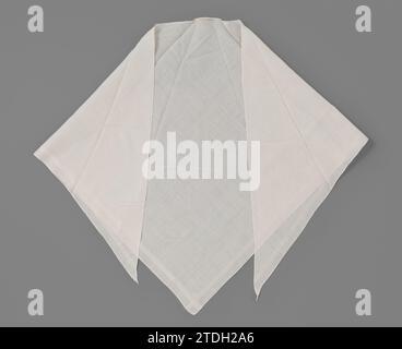 Fichu of cotton, triangular, with a border of stripe pie, anonymous, c ...