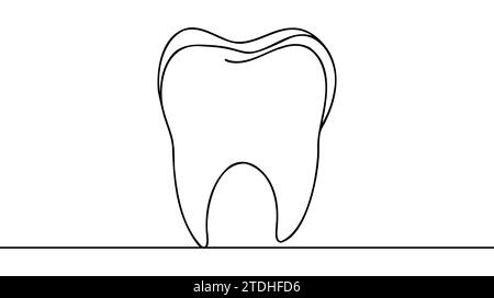 Continuous line drawing of tooth. Tooth line icon. One line drawing ...