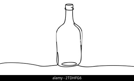 One continuous single line of mineral water isolated on white ...