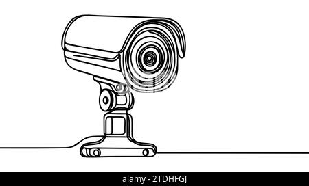 CCTV camera one line continuous drawing. Video surveillance. Vector ...