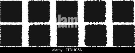 Set of jagged paper textures. Black rectangle shapes with ripped edges ...