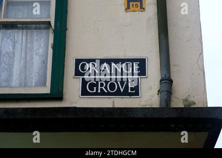 Street sign for Orange Grove on the side of a building, Bath, Somerset ...