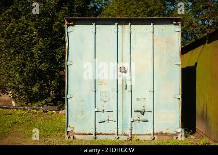 Garages in Russia. Old garages outside city. Container for cargo ...